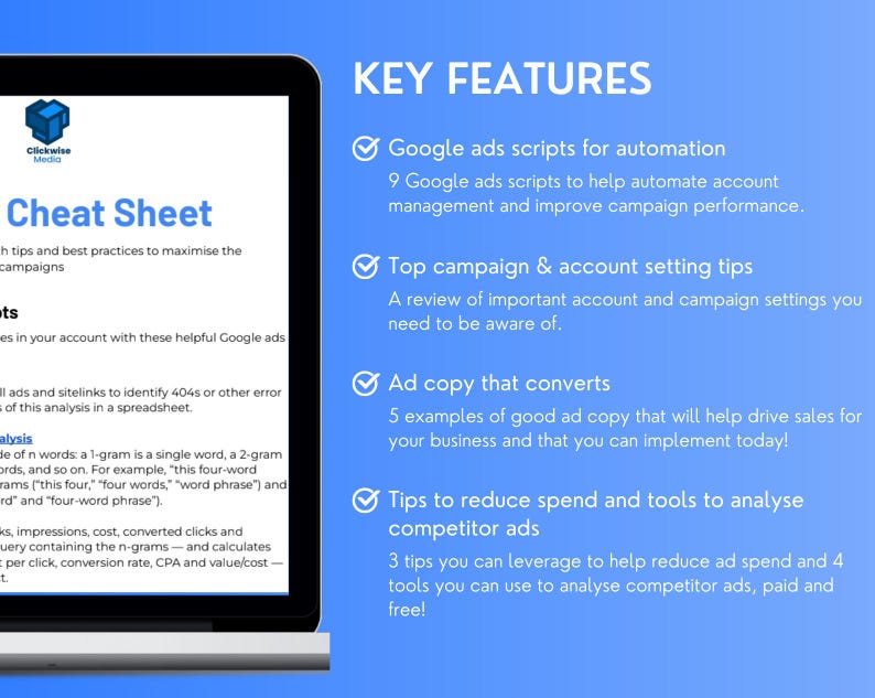 Google Ads Cheat Sheet: Campaign Tips & Scripts (digital Download) - Etsy