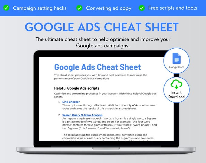 Google Ads Cheat Sheet: Campaign Tips & Scripts (digital Download) - Etsy