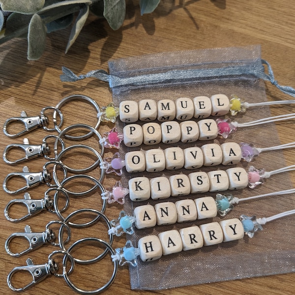 Personalised Name Bead Keyrings - Etsy