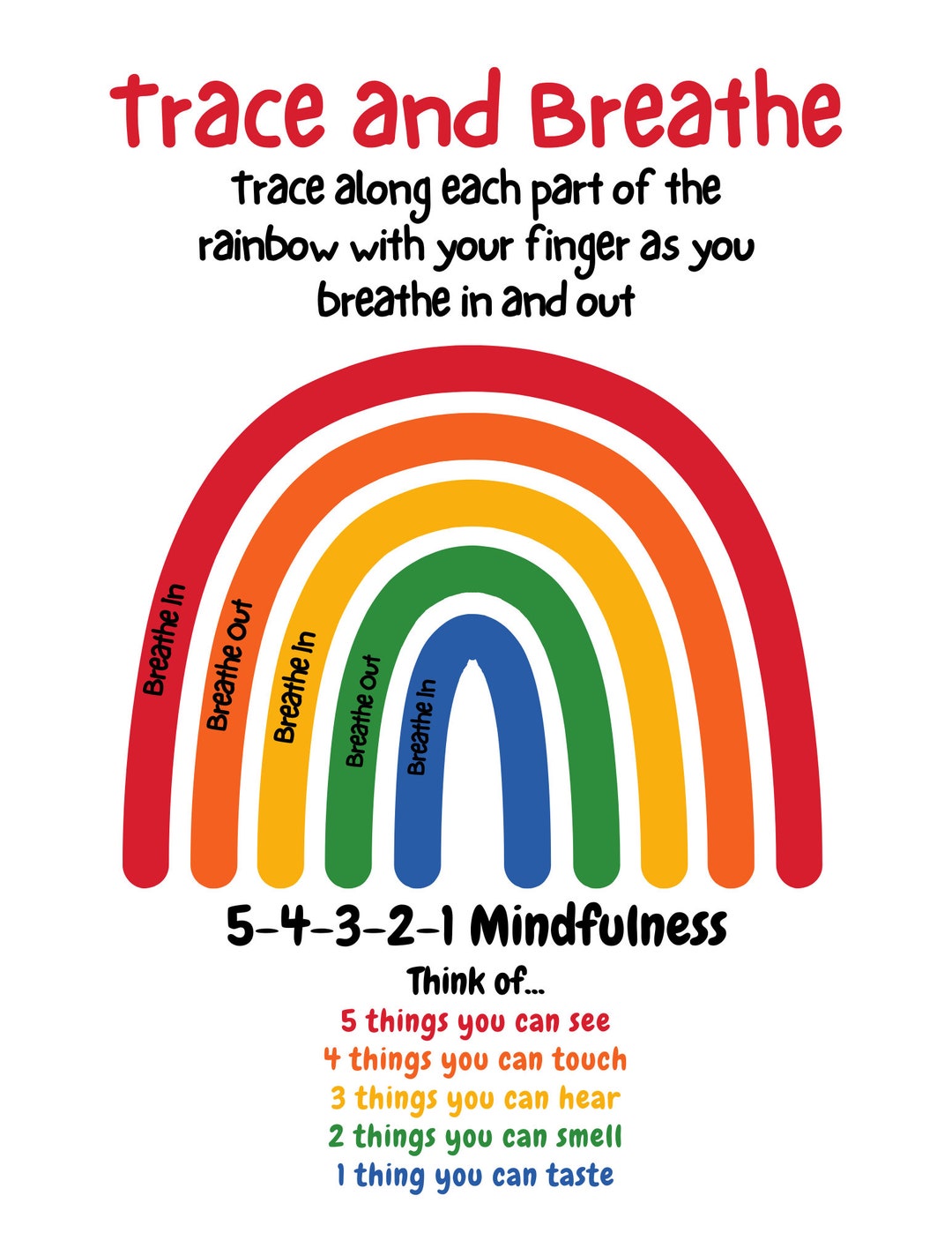 Mindfulness Rainbow Exercise Framed (8.5 X 11) - Etsy