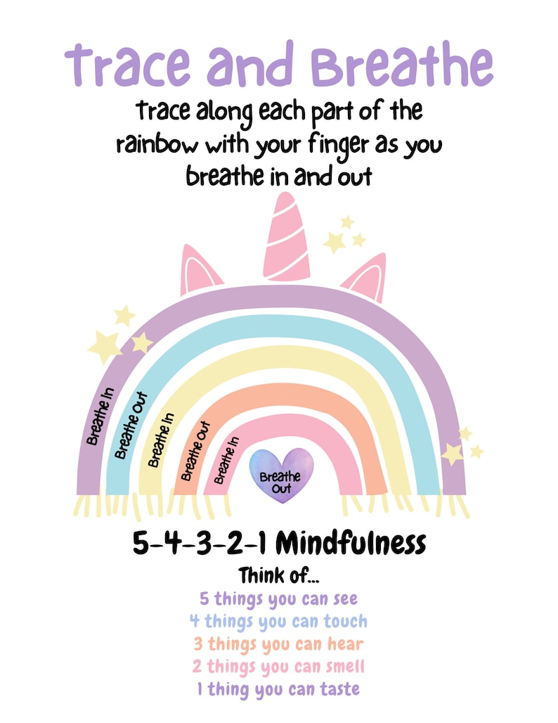 Mindfulness Rainbow Exercise Framed Pastel Unicorn 8.5 X 11 - Etsy