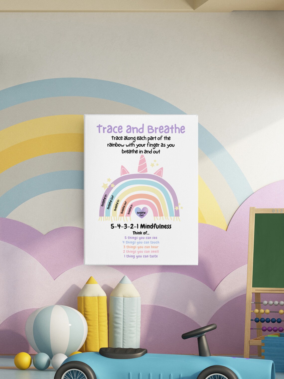 Mindfulness Rainbow Exercise Framed Pastel Unicorn 8.5 X 11 - Etsy