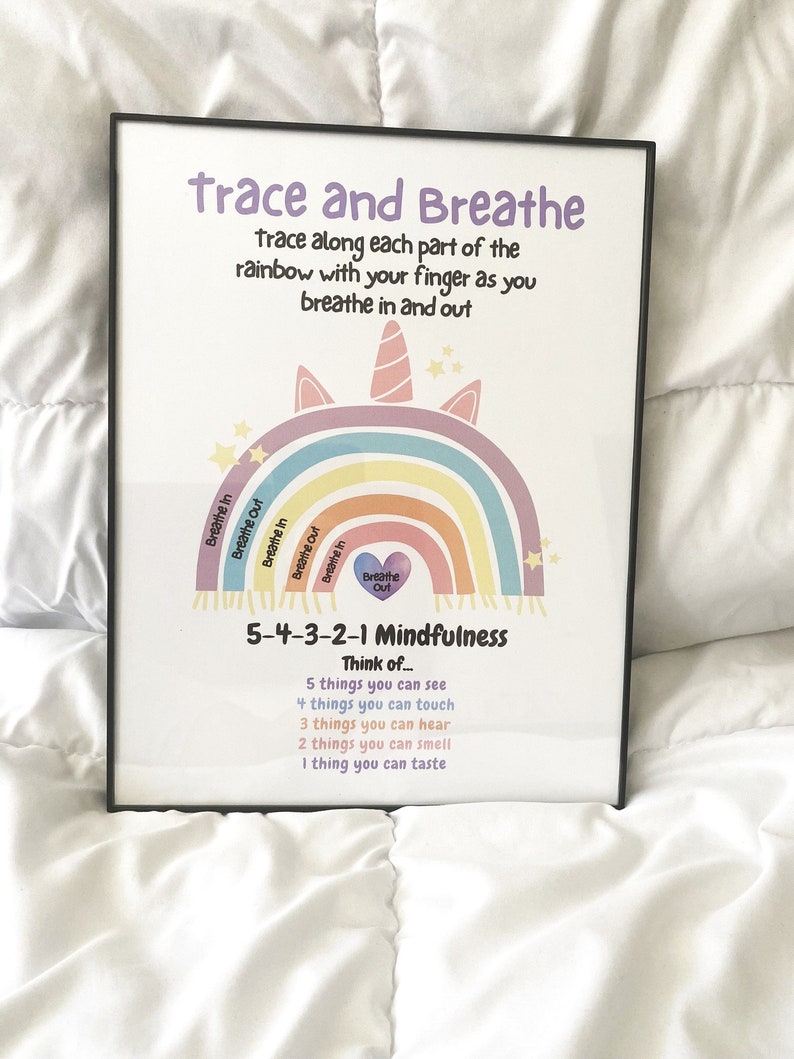 Mindfulness Rainbow Exercise Framed Pastel Unicorn 8.5 X 11 - Etsy