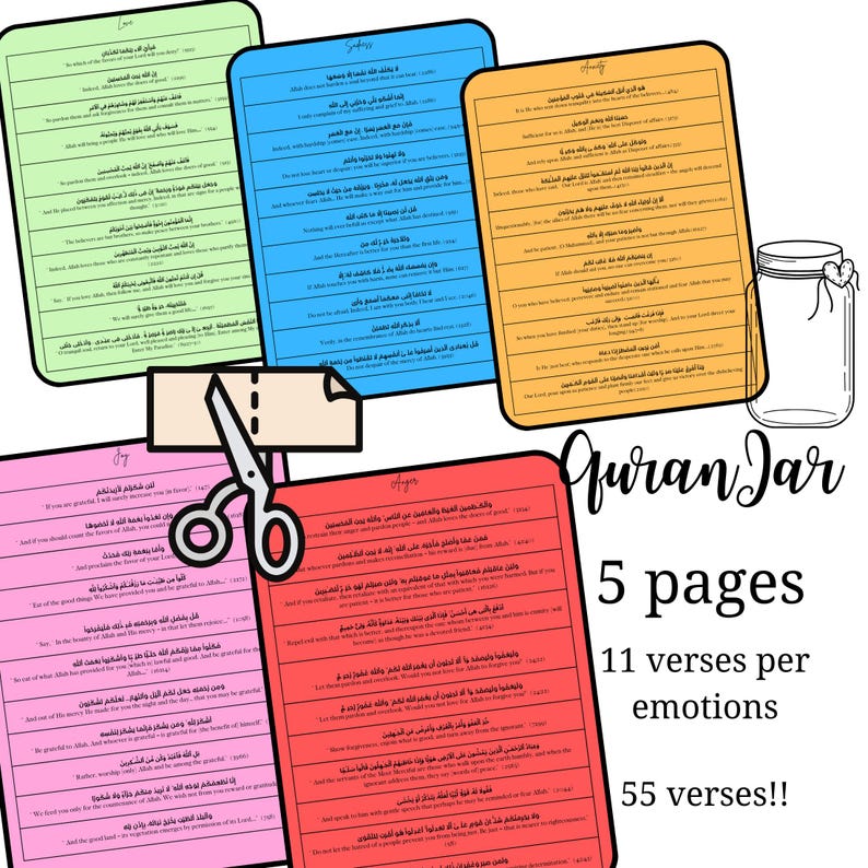 Quran Jar Printable Quran Quotes DIY Islamic Verses, Islamic Gifts for ...