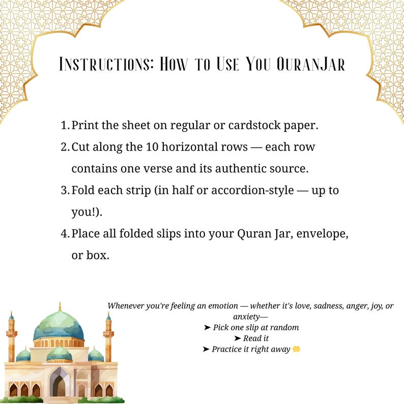 Quran Jar Printable Quran Quotes DIY Islamic Verses, Islamic Gifts for ...