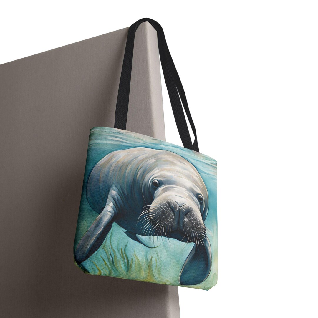 Watercolor Manatee Tote Bag Coastal Beach Shopping Tote - Etsy