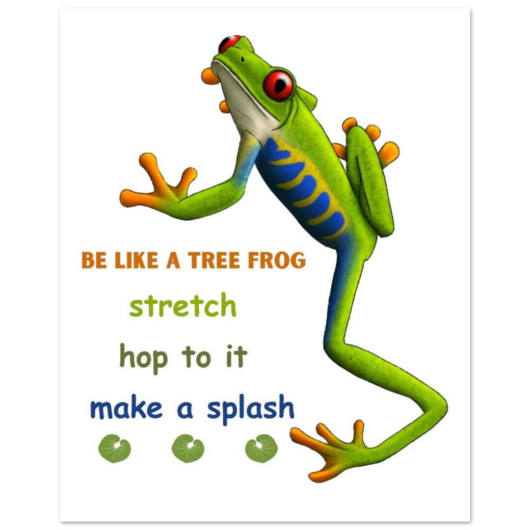 Tree Frog Poster, Frog Poster, Frog Lover Gift, Motivational Wall Art ...