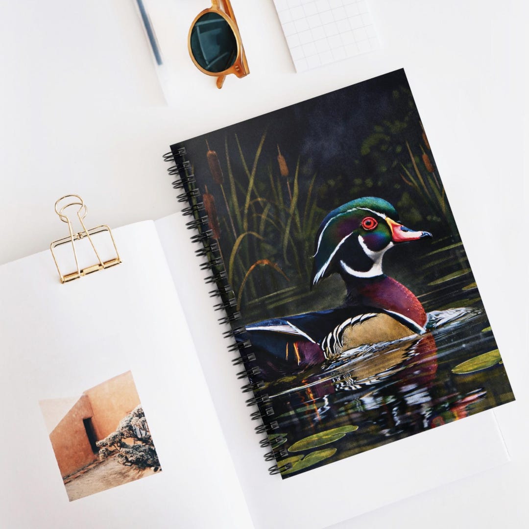 Wood Duck Illustration Spiral Notebook Wildlife Ruled Line Journal - Etsy
