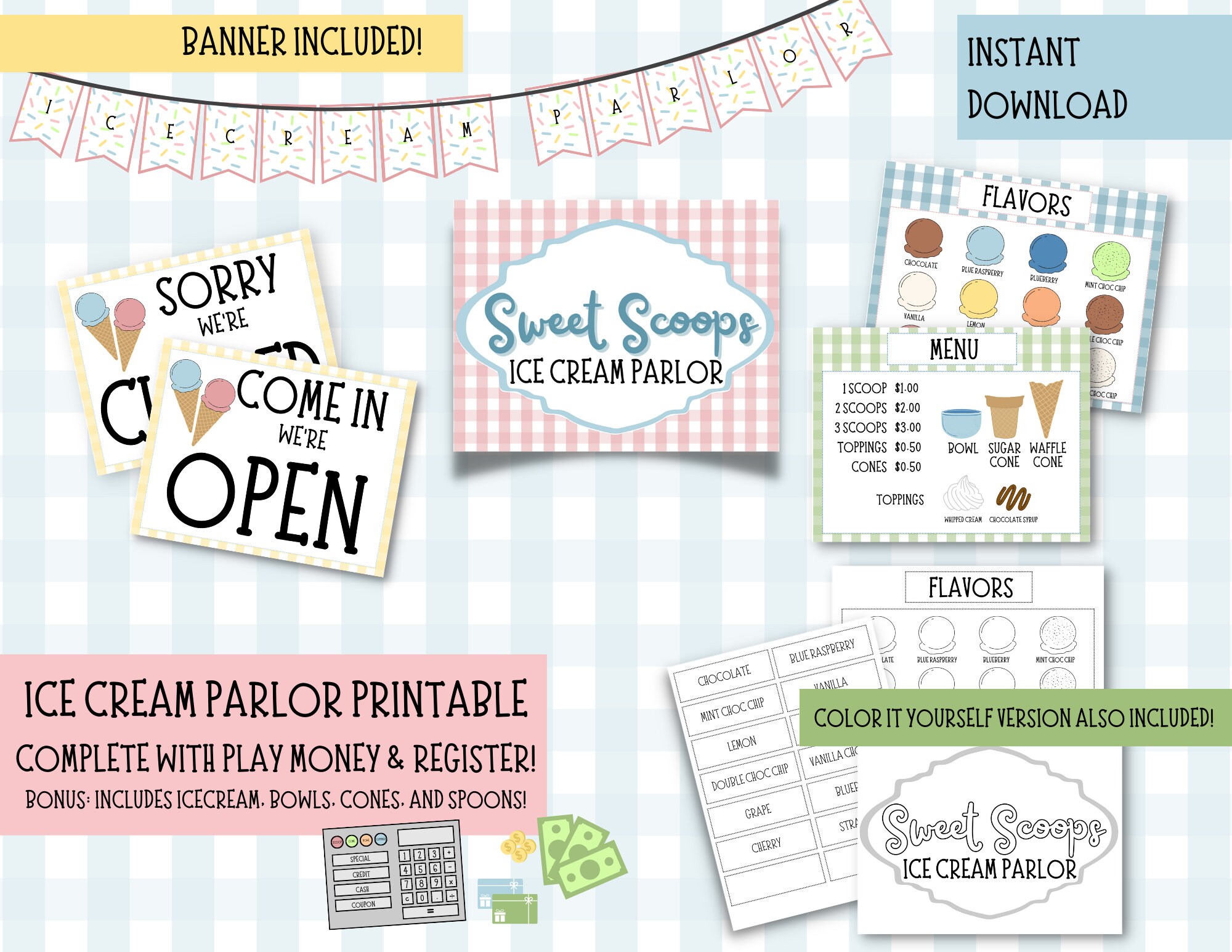 Pretend Play Ice Cream Parlor Instant Download Printable - Etsy