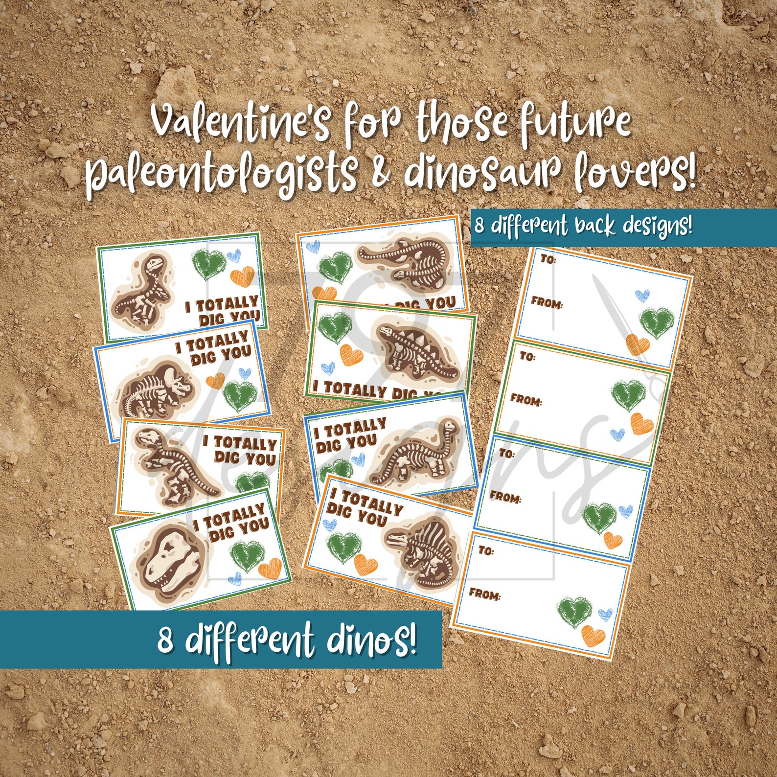 Cute Dino, Ready to Print Valentines for the Future Paleontologist ...