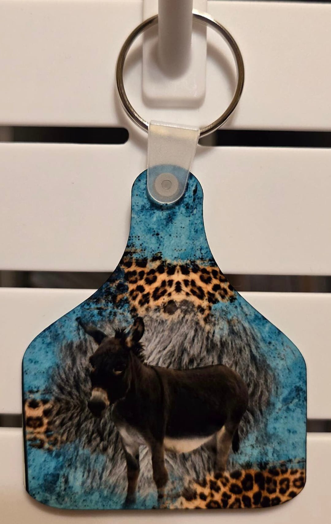 Donkey Western Cow Tag Keychain - Etsy