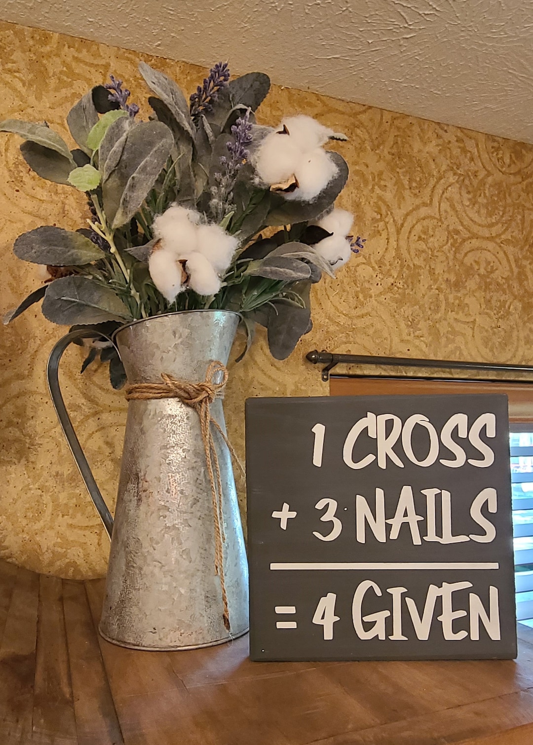 1 Cross 3 Nails Wooden Sign Christian Easter Home School Gift Painted ...