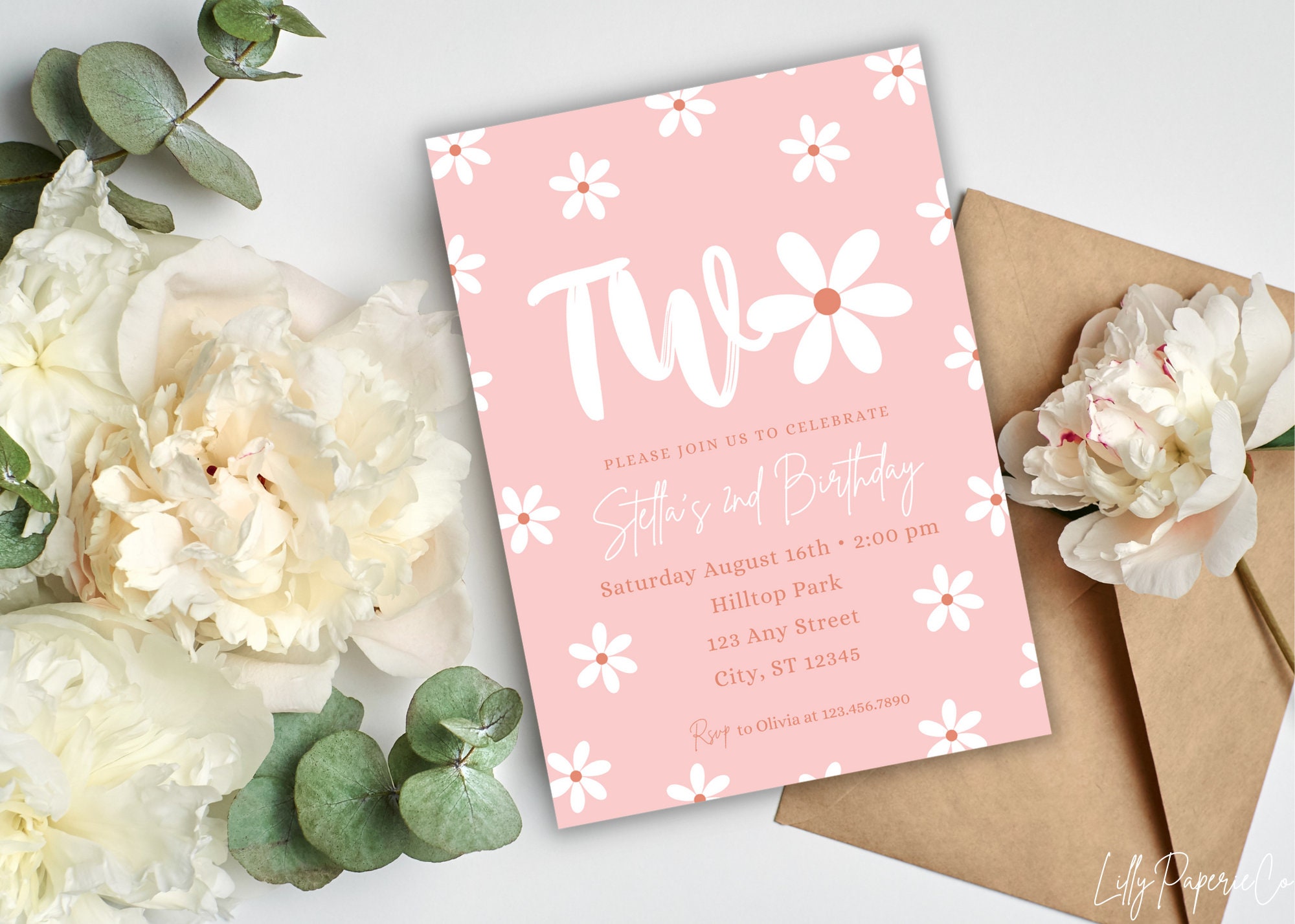 Girls Second Birthday Invite 2nd Birthday Invitation Daisy - Etsy