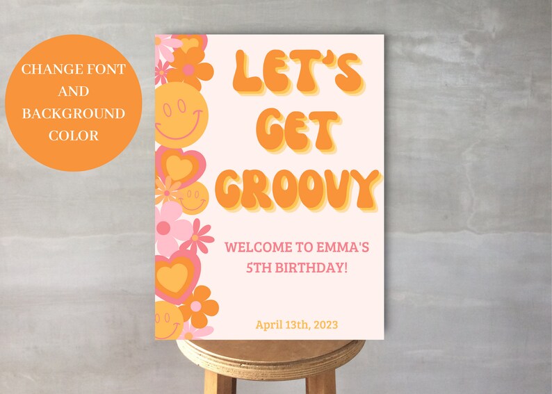 Let's Get Groovy Welcome Sign Groovy Birthday Party - Etsy