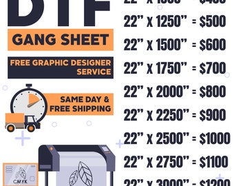 DTF Gang Sheet, Custom DTF Transfers, Gang Sheet Dtf , Bulk DTF Sheets, Ready to Press, Direct ...