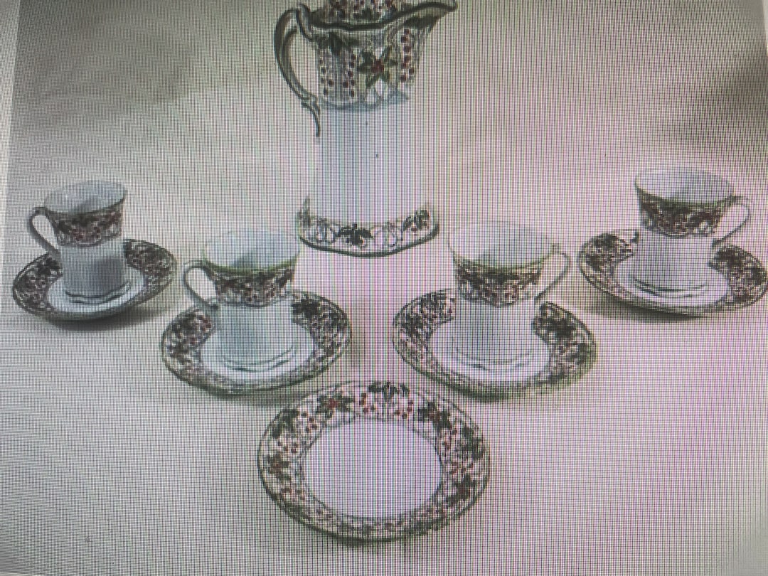 Handpainted, Porcelain Chocolate Pot Set - Etsy