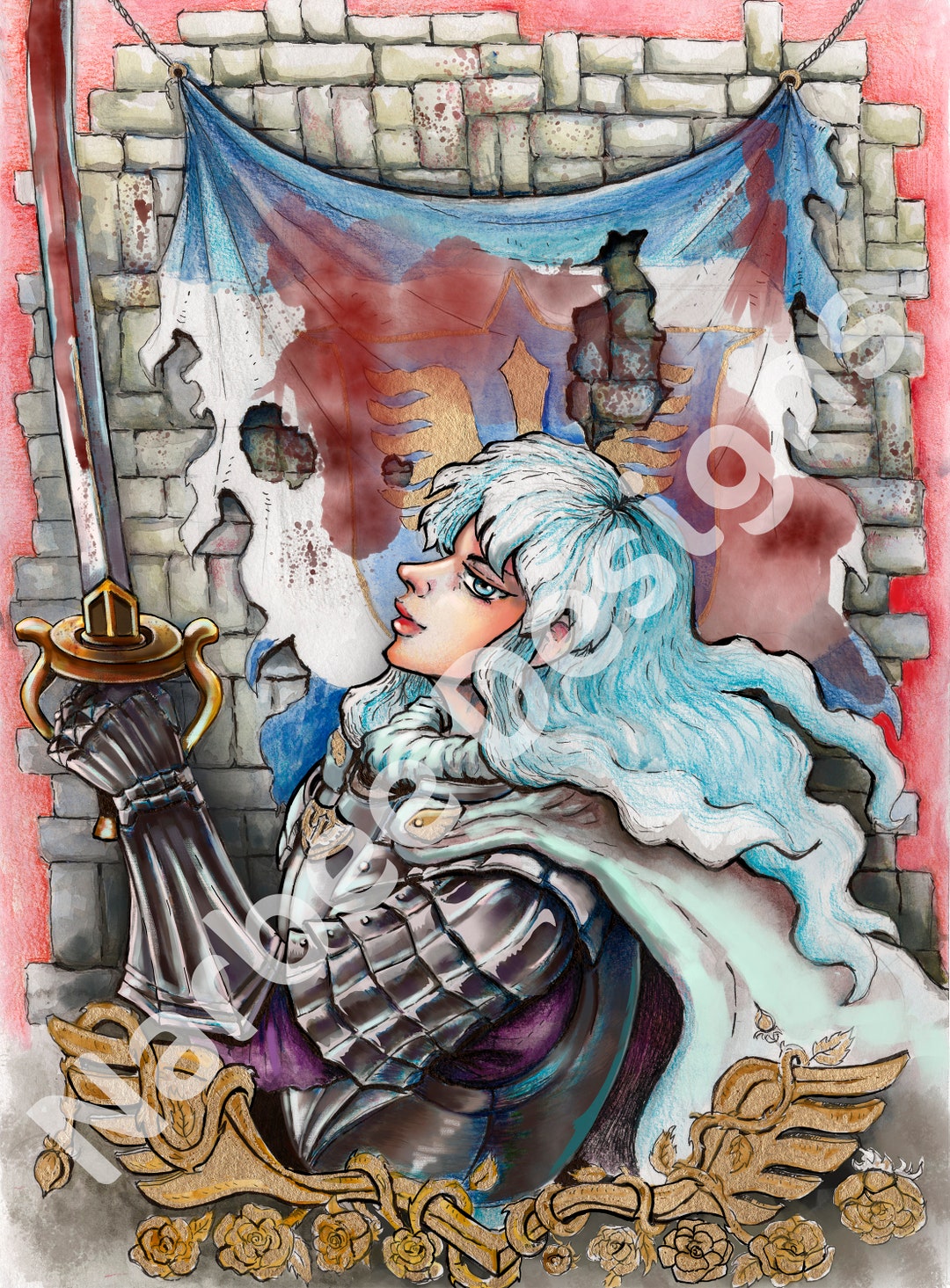 Anime Fine Art Print, Small Art Print, Roughly A4 and Postcard Size ...