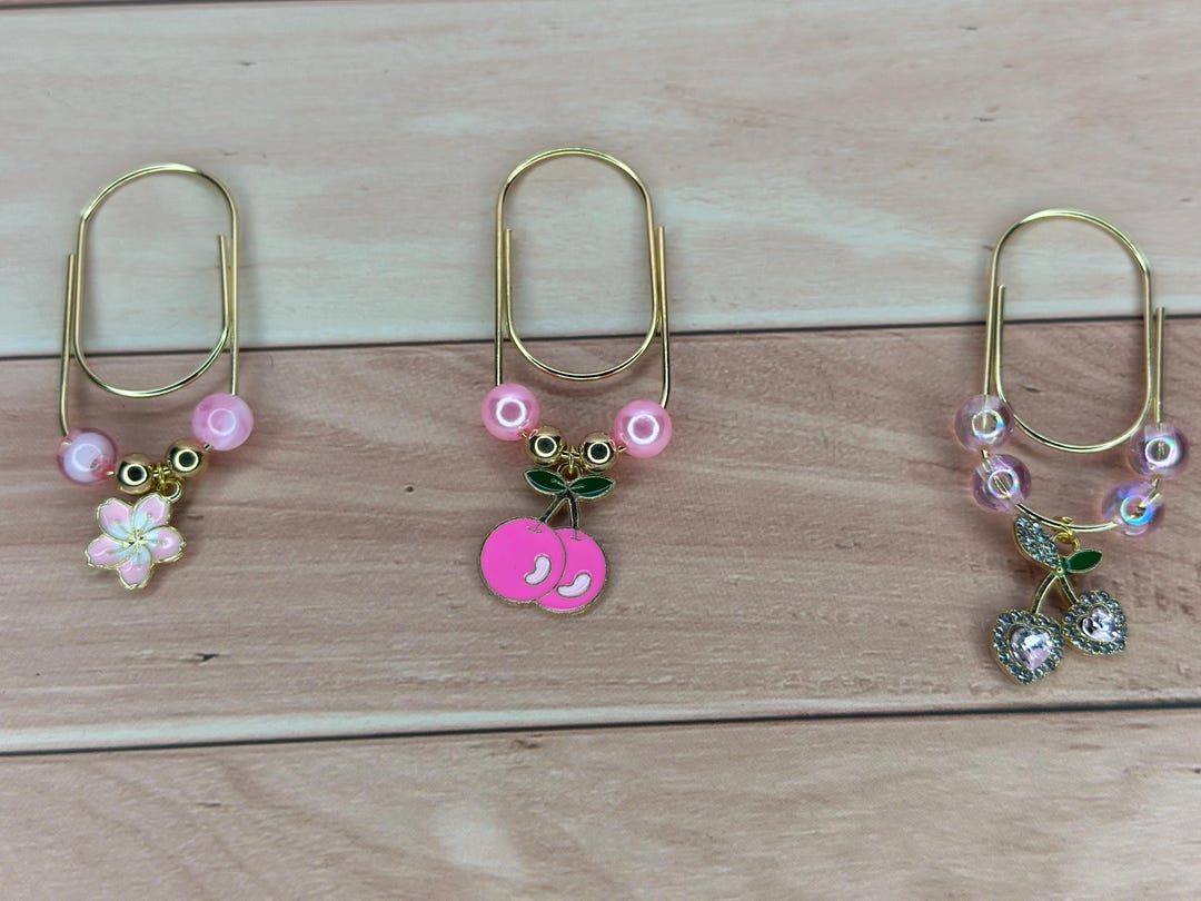 Beaded Charm Paper Clips | Planner Accessories | Girly Stationery ...