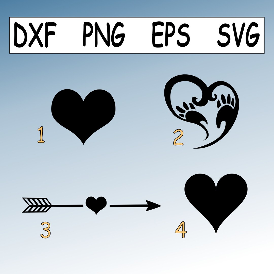Digital Heart Bundle 1 Svg Png Dxf Eps for Shirts, Mugs, Decals ...
