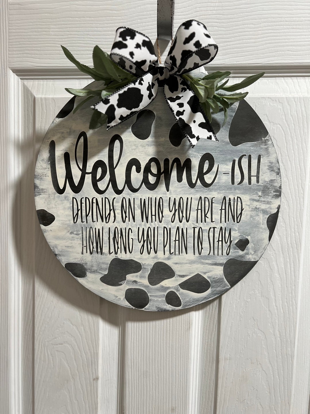 Cow Print Welcome Sign. - Etsy