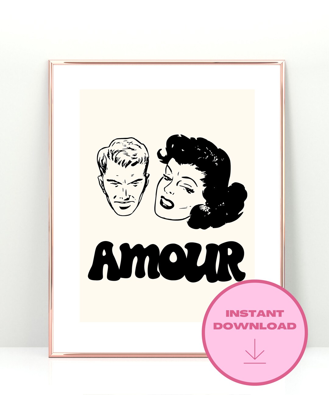 Amour Print, Digital Download, Retro Comic, Vintage Print, Amour ...