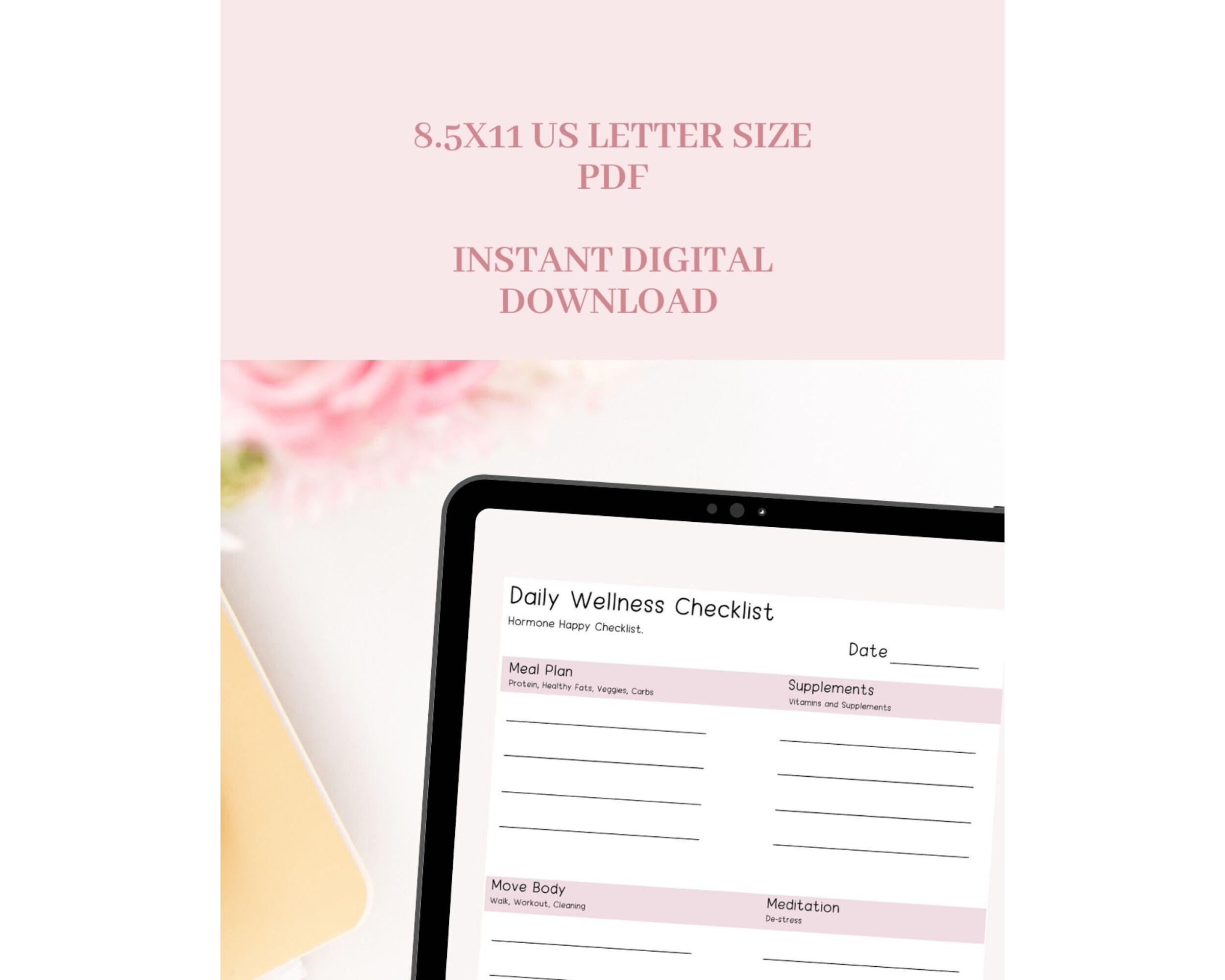 DIGITAL WELLNESS CHECKLIST, Goodnotes, Checklist, Meal Planning ...