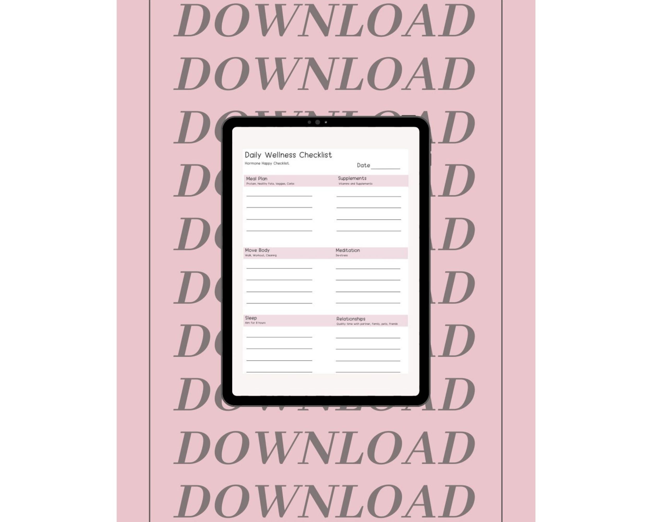 DIGITAL WELLNESS CHECKLIST, Goodnotes, Checklist, Meal Planning ...