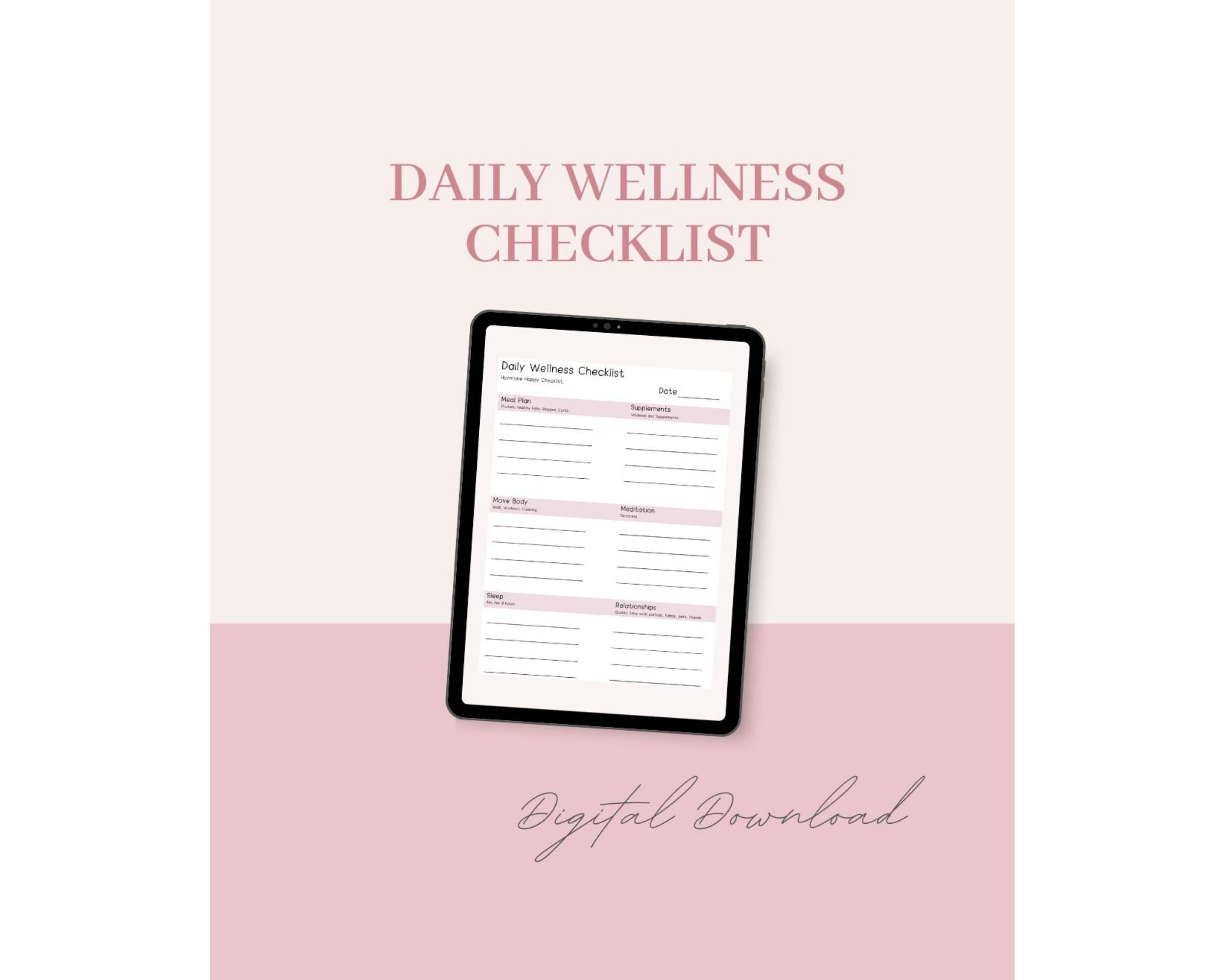 DIGITAL WELLNESS CHECKLIST, Goodnotes, Checklist, Meal Planning ...