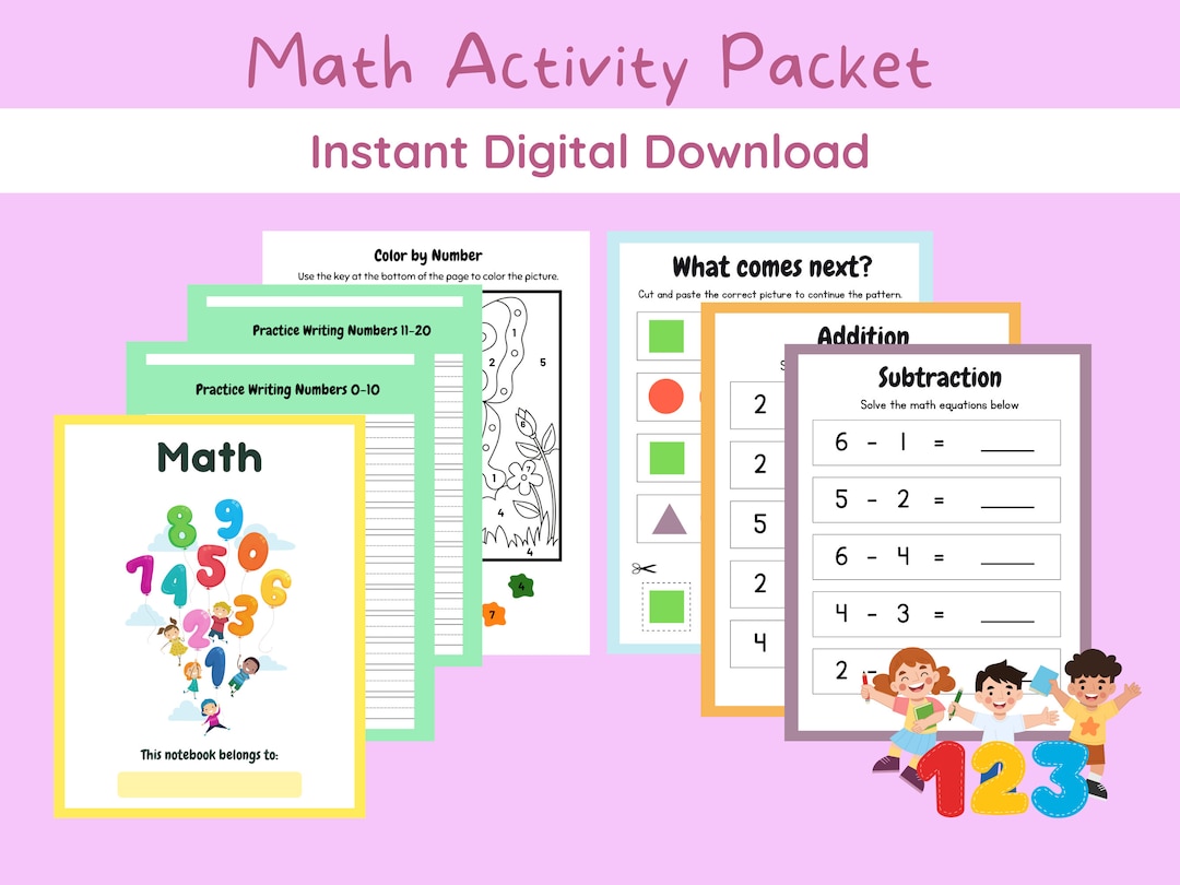 Math Activity Packet | K-5 Math Activities (+free Bonus Page!) - Etsy