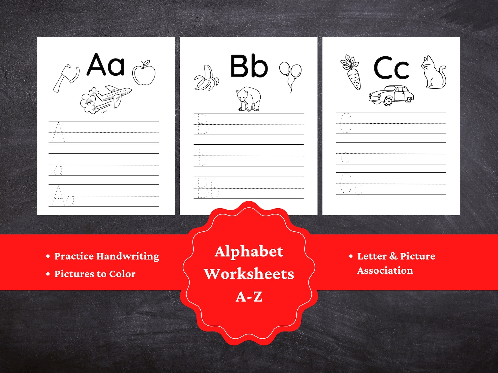 ABC Worksheets - Printable Alphabet Worksheet (A-Z Writing Practice) - Etsy
