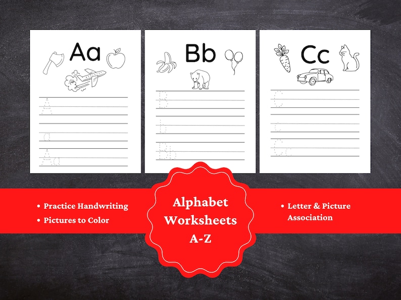 ABC Worksheets - Printable Alphabet Worksheet (A-Z Writing Practice) - Etsy