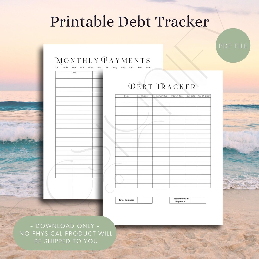 Minimalist Debt Tracker Printable | Simple Budget Planner PDF | Debt ...