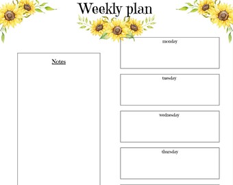 Sunflower Weekly Planner PDF - Etsy
