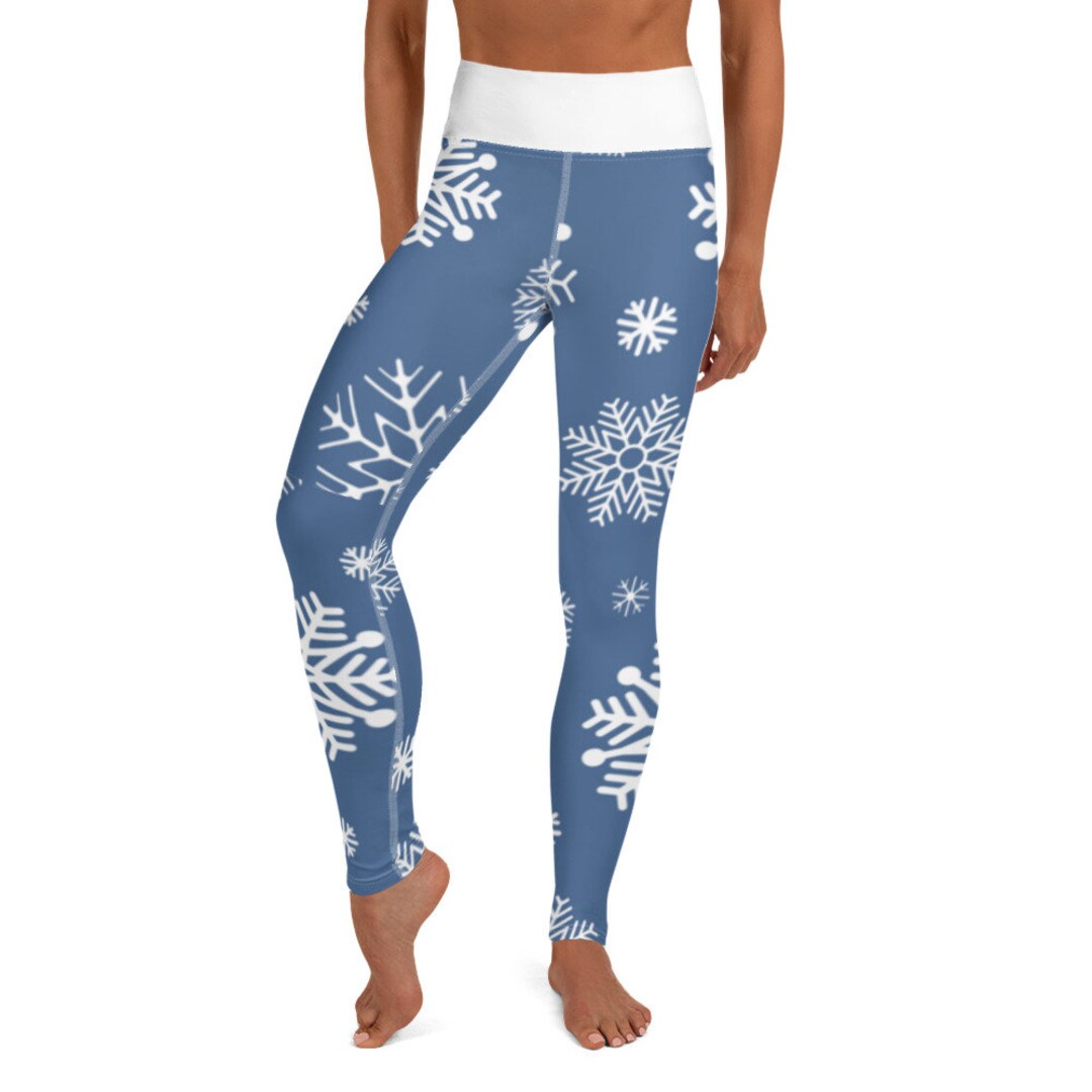 Snowflake Yoga Leggings, Tummy Control, Christmas Gifts, Gifts for ...