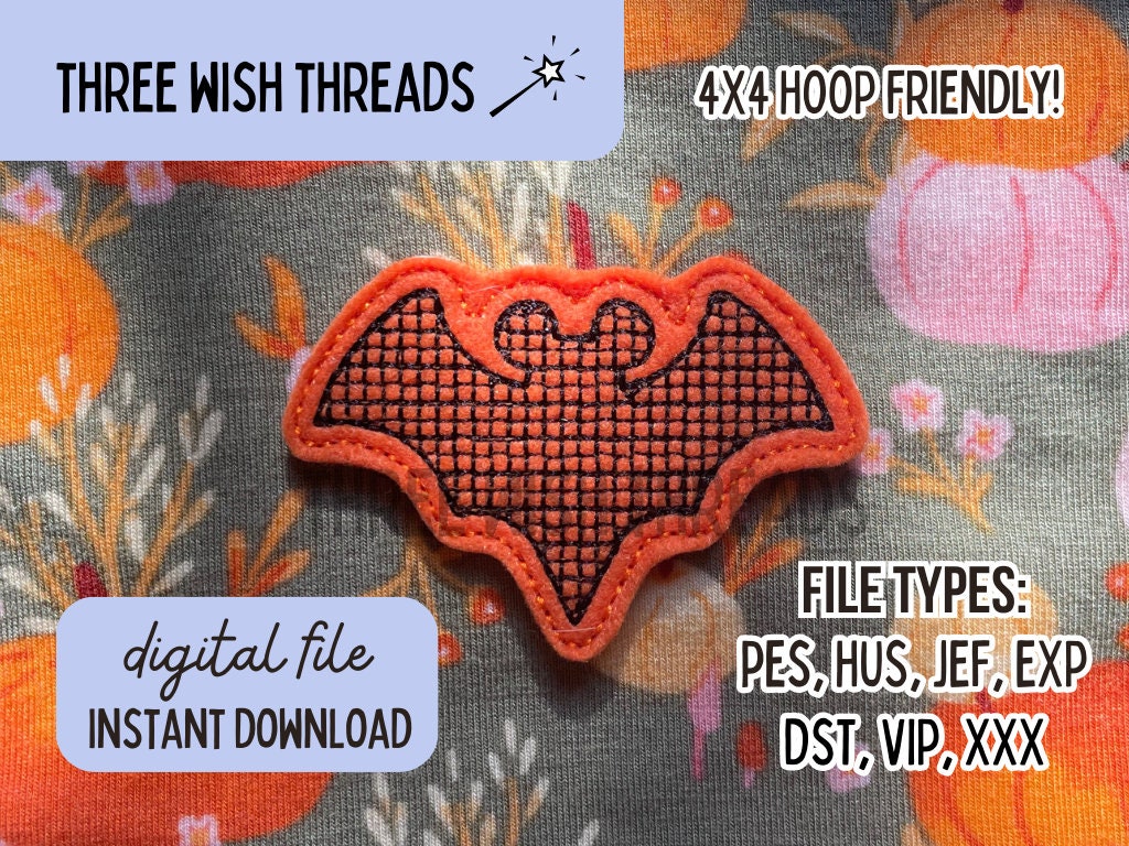 ITH Grid Mic Bat Feltie File Cute Bat Halloween Machine - Etsy
