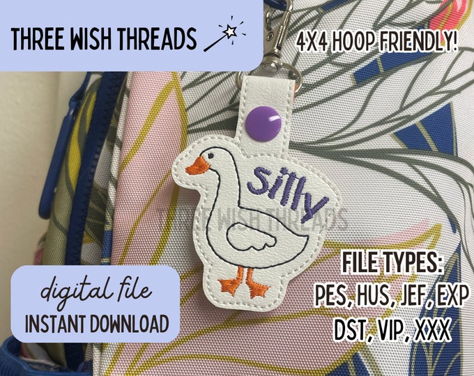 ITH Silly Goose Snap Tab File || Goose Snap Tab || Machine Embroidery ...