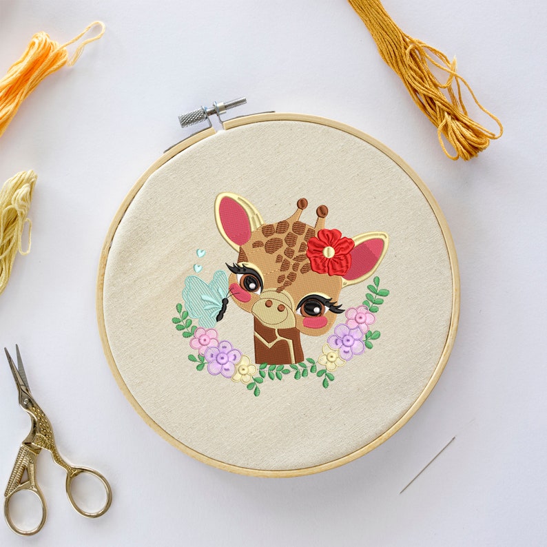Cute Giraffe Embroidery Designs 5 Sizes, Woodland Animals Embroidery ...
