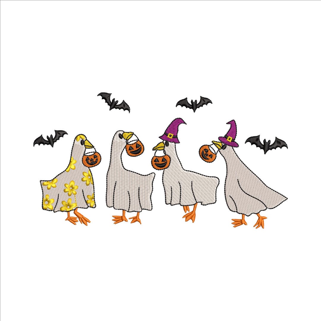 Halloween Ghost Ducks Embroidery Design 5 Sizes, Ghost Goose Embroidery ...