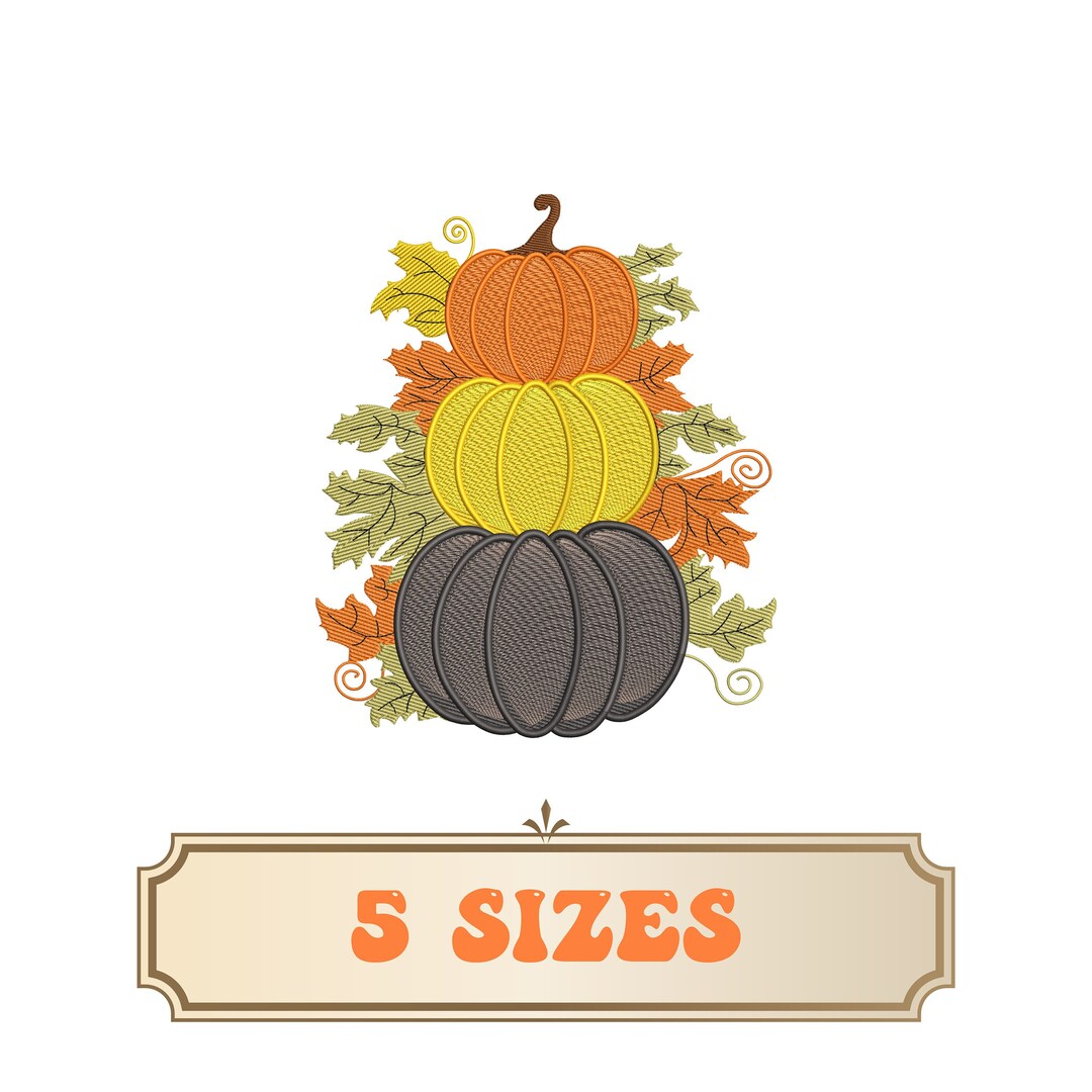 Pumpkins Embroidery Machine Design 5 Sizes, Fall Embroidery Autumn ...