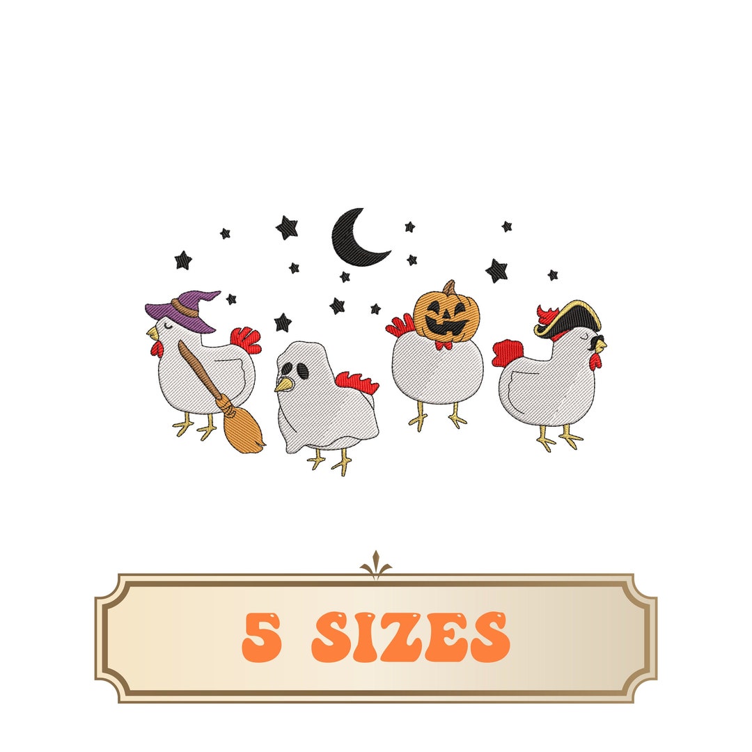 Ghost Chicken Embroidery Design 5 Sizes, Halloween Ghost Turkey ...