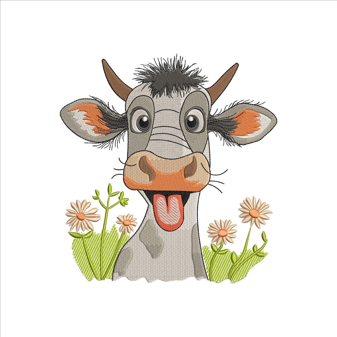 Funny Cow Embroidery Design 5 Sizes, Farm Animal Machine Embroidery ...