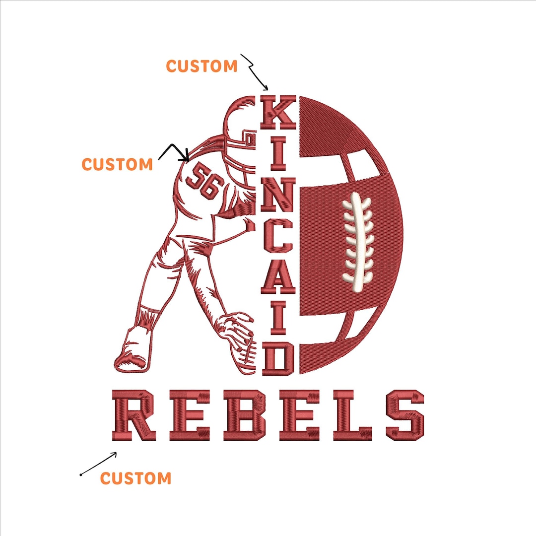 Personalized Football Embroidery Design 5 Sizes, Custom Text and Number ...