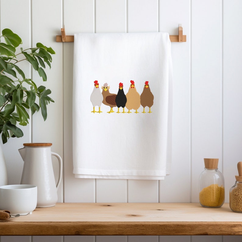 Five Chickens Embroidery Design 5 Size, Chickens Machine Embroidery ...