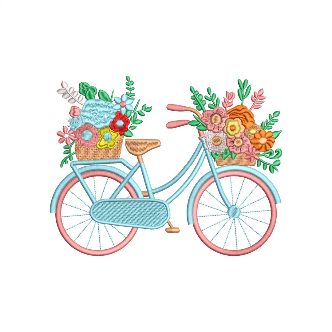 Vintage Bike With Flowers Embroidery Design 5 Sizes, Floral Bike ...