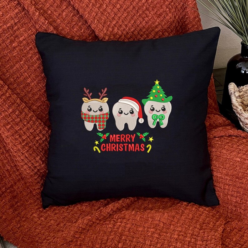 Cute Tooth Christmas Embroidery Design 5 Sizes, Christmas Dental Squad ...