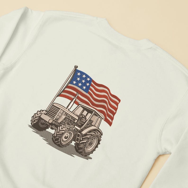 4th of July Patriotic Tractor Embroidery Design, American Flag Farm ...