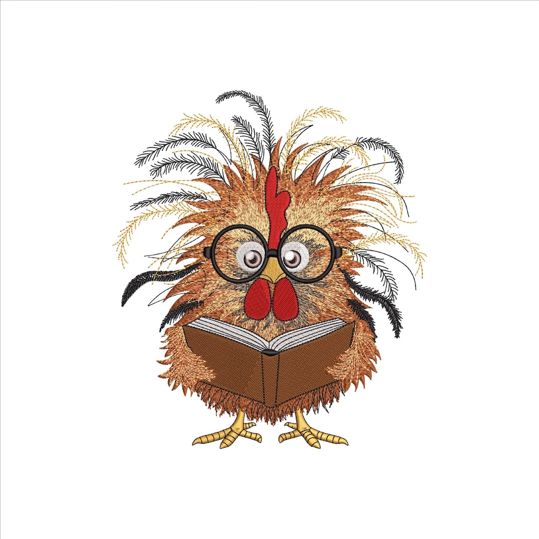 Clever Chicken Embroidery Design 5 Sizes, Funny Crazy Chicken ...