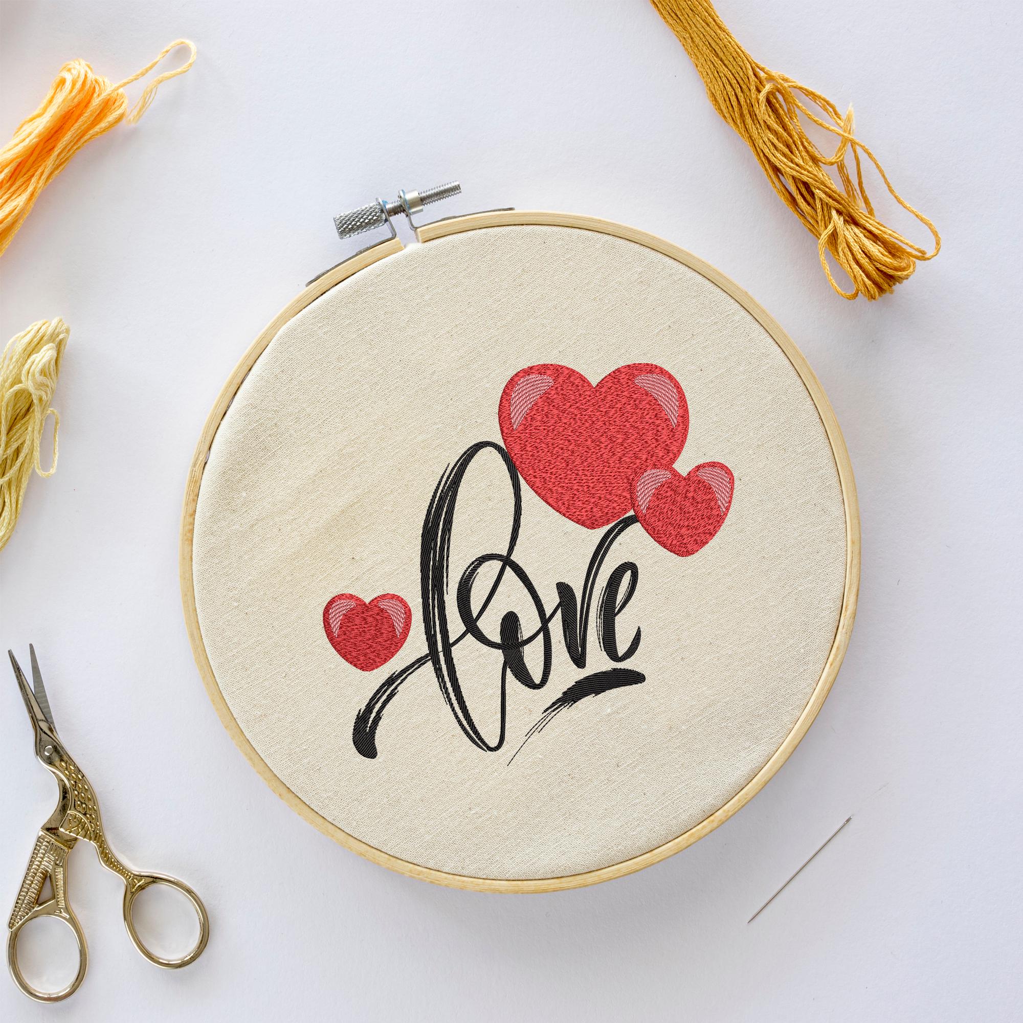 LOVE Heart Machine Embroidery Design 5 Sizes, Valentine's Day ...