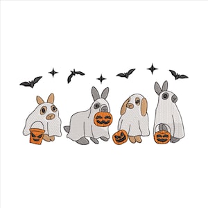 Ghost Rabbits Embroidery Design 5 Sizes, Halloween Rabbit Embroidery ...