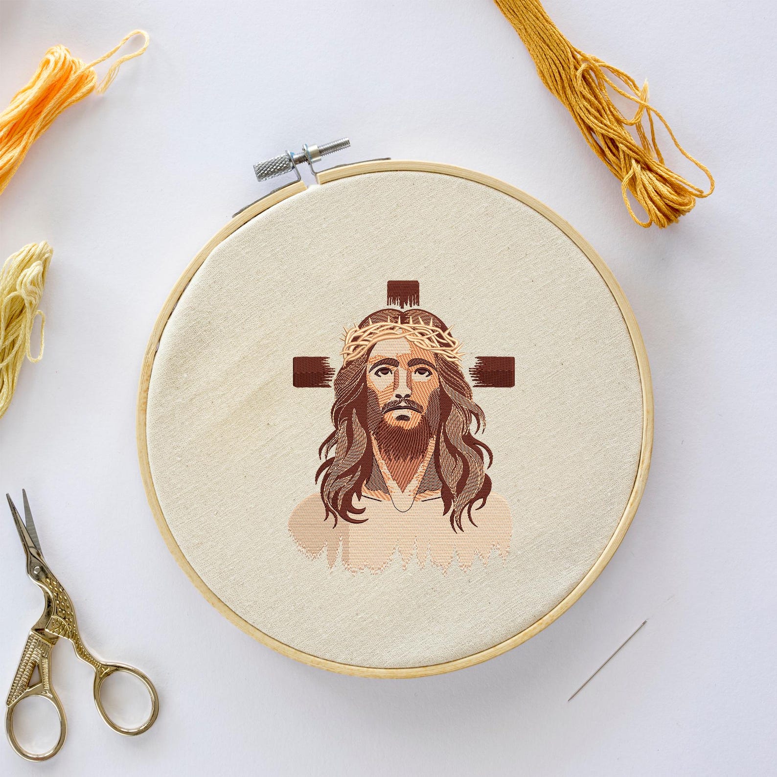 Jesus Embroidery Design 5 Sizes, Jesus Halo Embroidery, Faith Christian ...